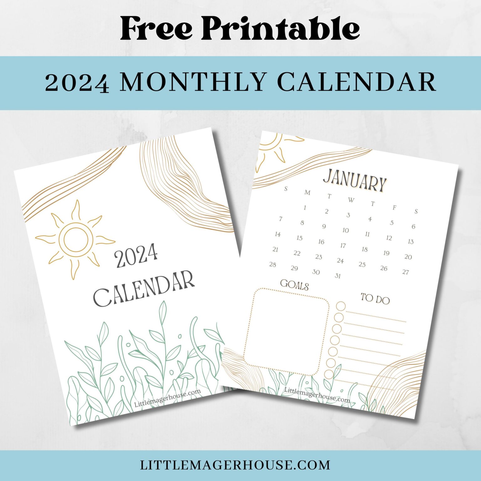 Free Printable 2024 Calendar - Boho Style - Little Mager House