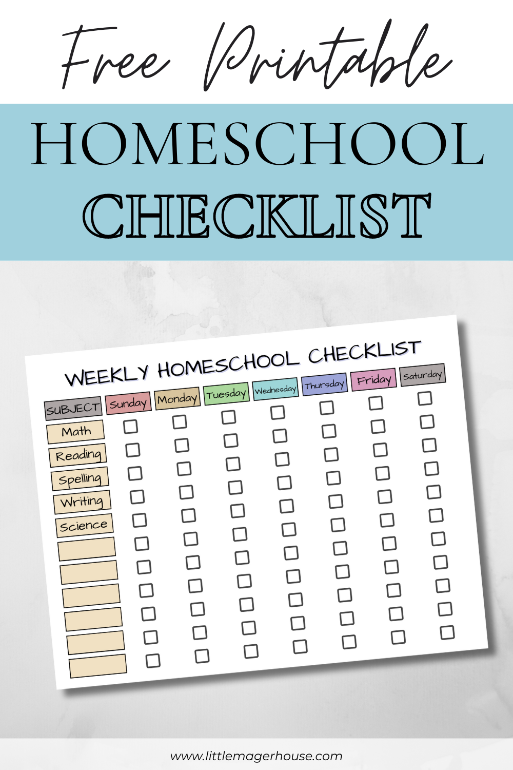 Free Printable Homeschool Schedule Checklist - Little Mager House Free Printable Homeschool Schedule Checklist - Little Mager House