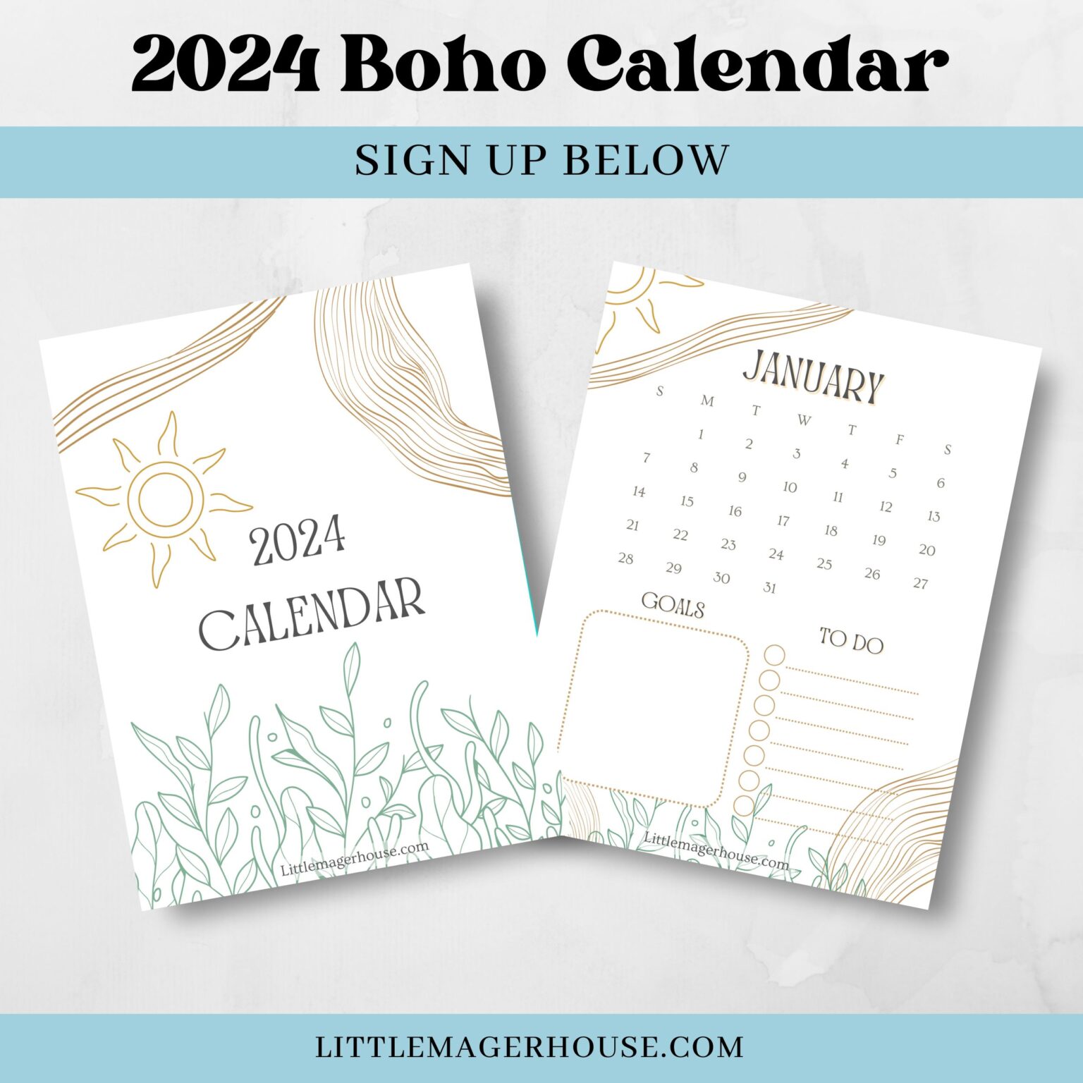 Free Printable 2024 Calendar - Boho Style - Little Mager House