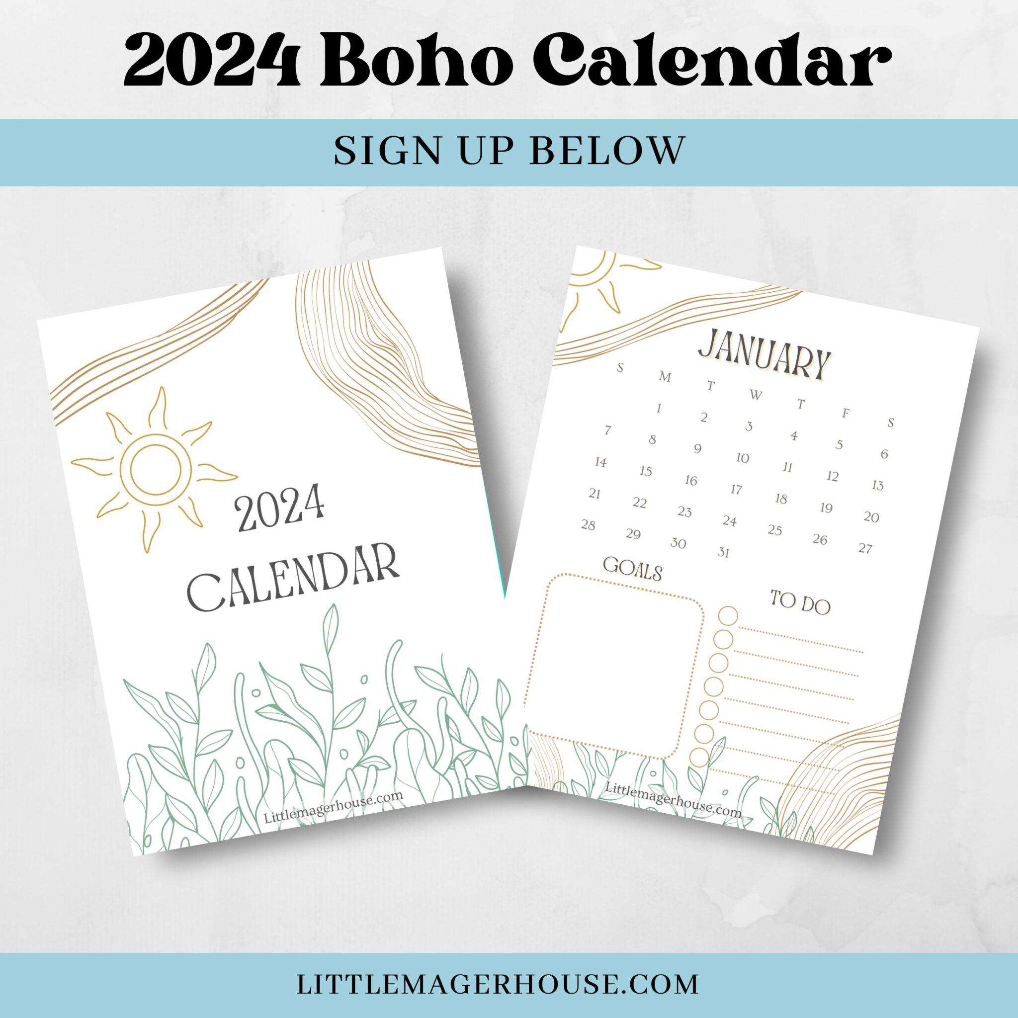 Free Printable 2024 Calendar - Boho Style - Little Mager House